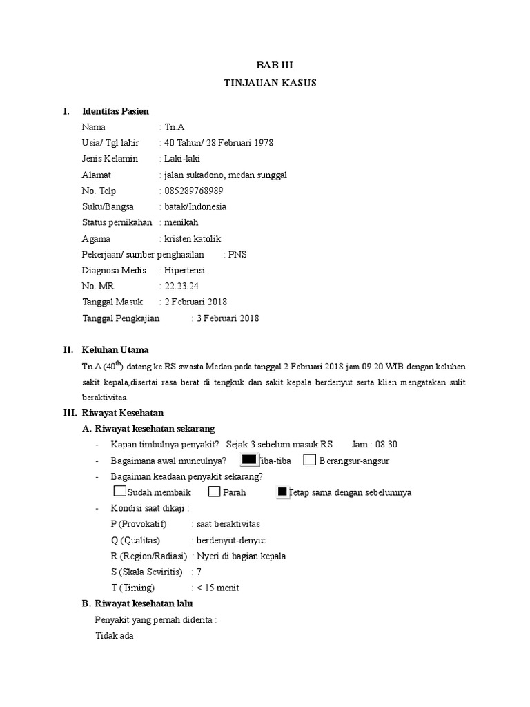 Format Pengkajian Hipertensi | PDF