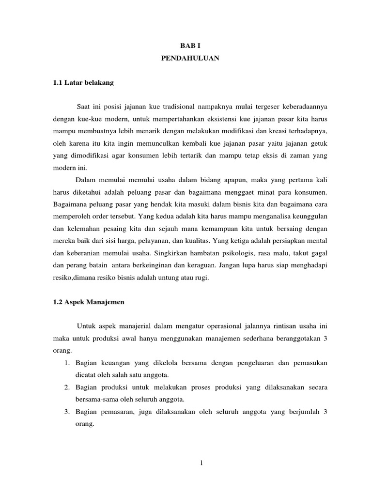 Proposal Usaha Getuk Indra | PDF