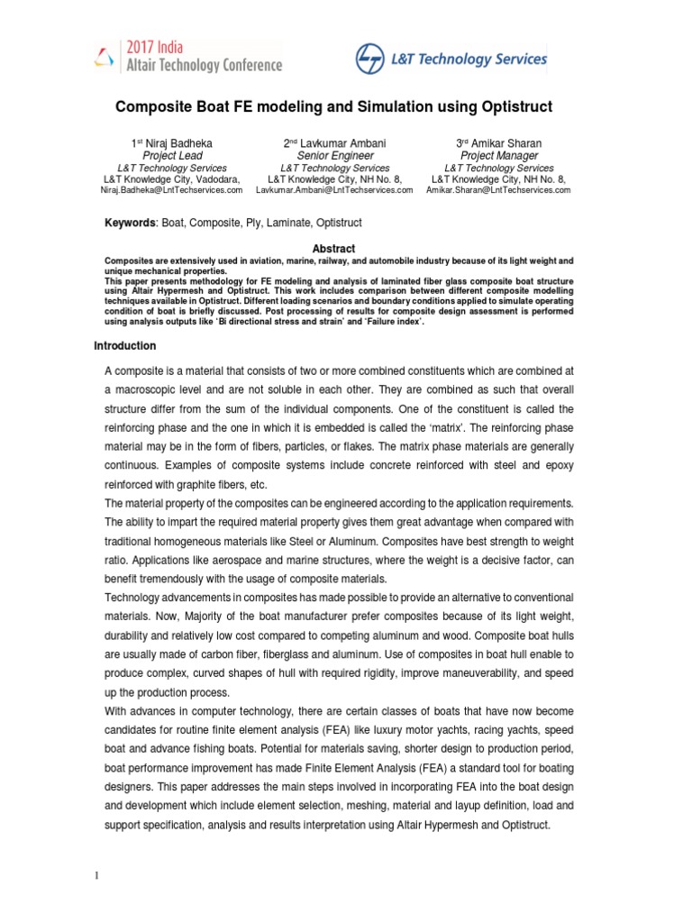 03 Composite Boat FE Modeling and Simulation Using Optistruct1 L&T ...