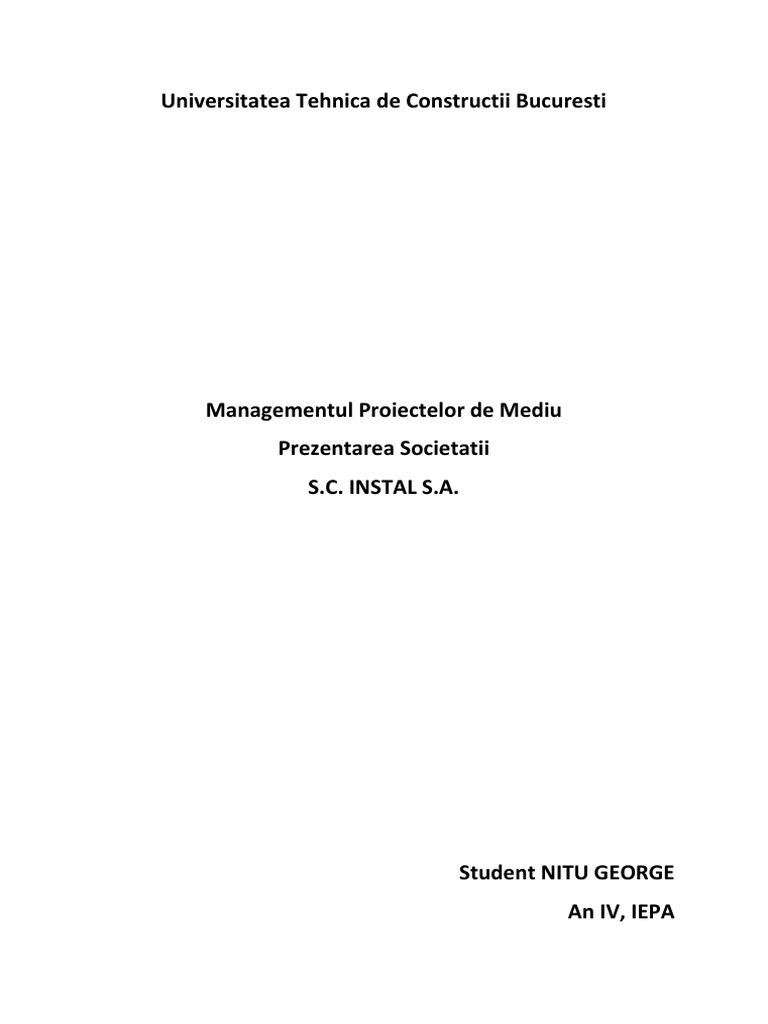Proiect Management de Mediu | PDF