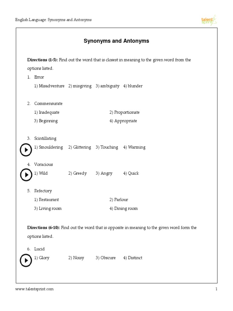 El Synonyms and Antonyms WB PDF | PDF | Language Mechanics | Semantics El Synonyms and Antonyms WB PDF | PDF | Language Mechanics | Semantics