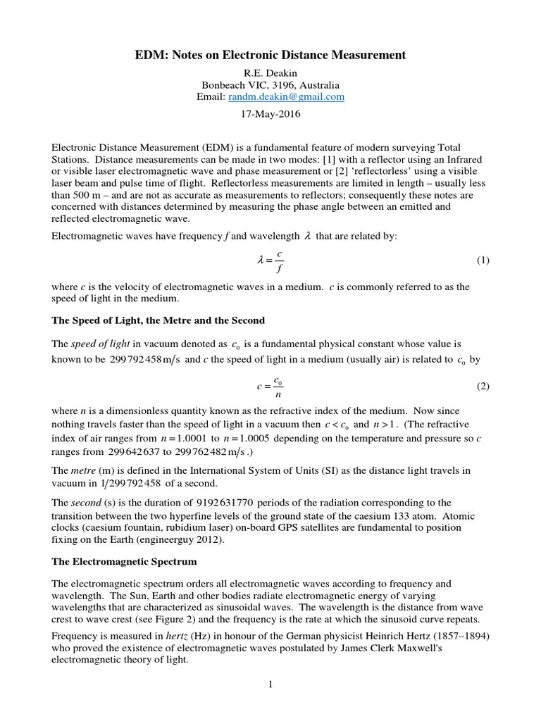 Electronic Distance Measurement Overview | PDF | Hertz | Wavelength