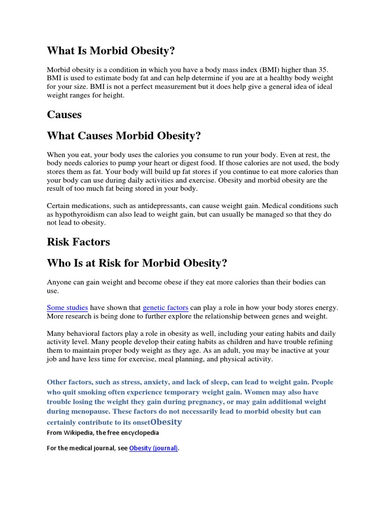 What Is Morbid Obesity | PDF | Obesity | Body Mass Index