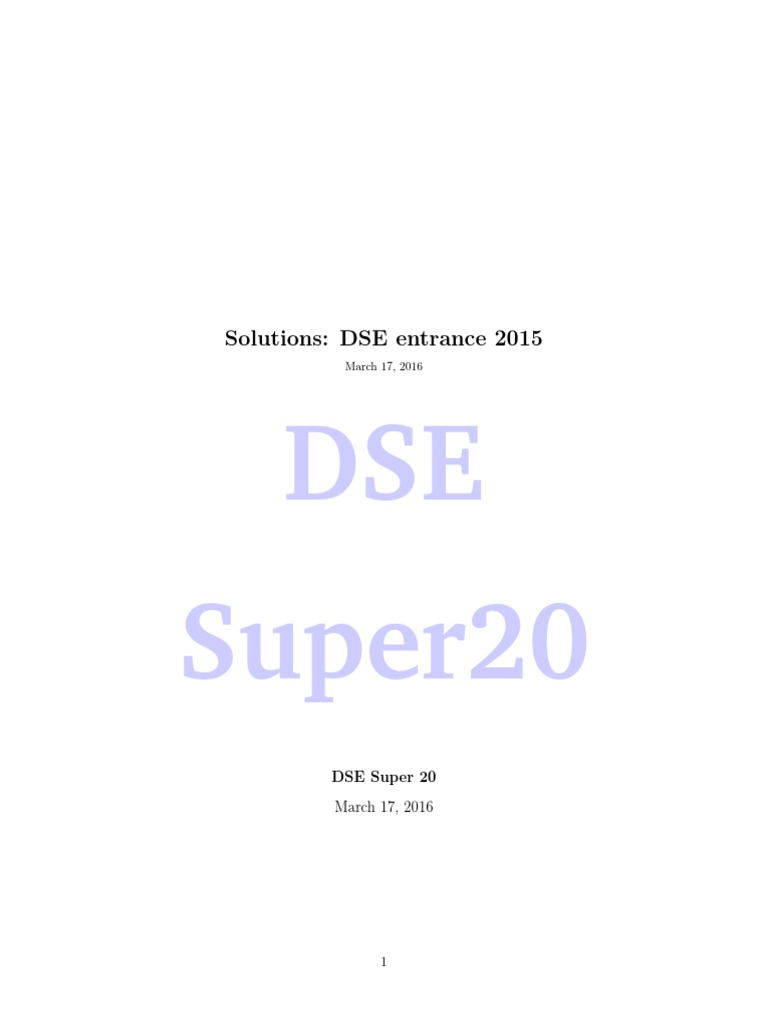 Dse Solutions 2015 | PDF | Ordinary Least Squares | Expected Value