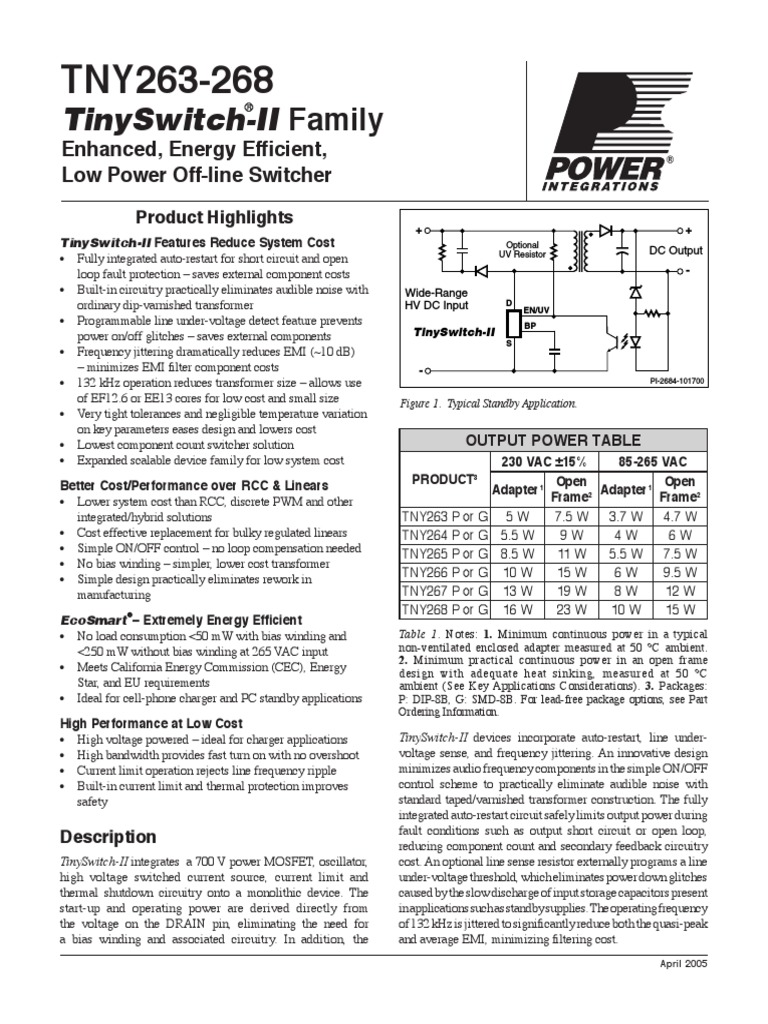 Tny267pn PDF | PDF | Power Supply | Electronic Circuits