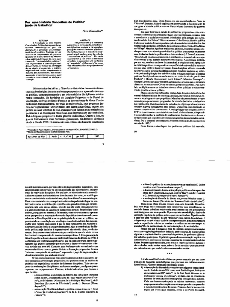 Rosanvallon - Por Uma História Conceitual Do Político PDF | PDF ...