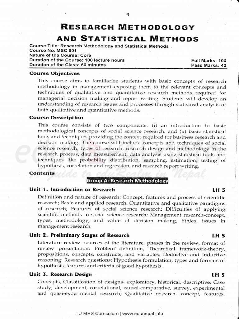 TU MBS 1st Year Curriculum | PDF
