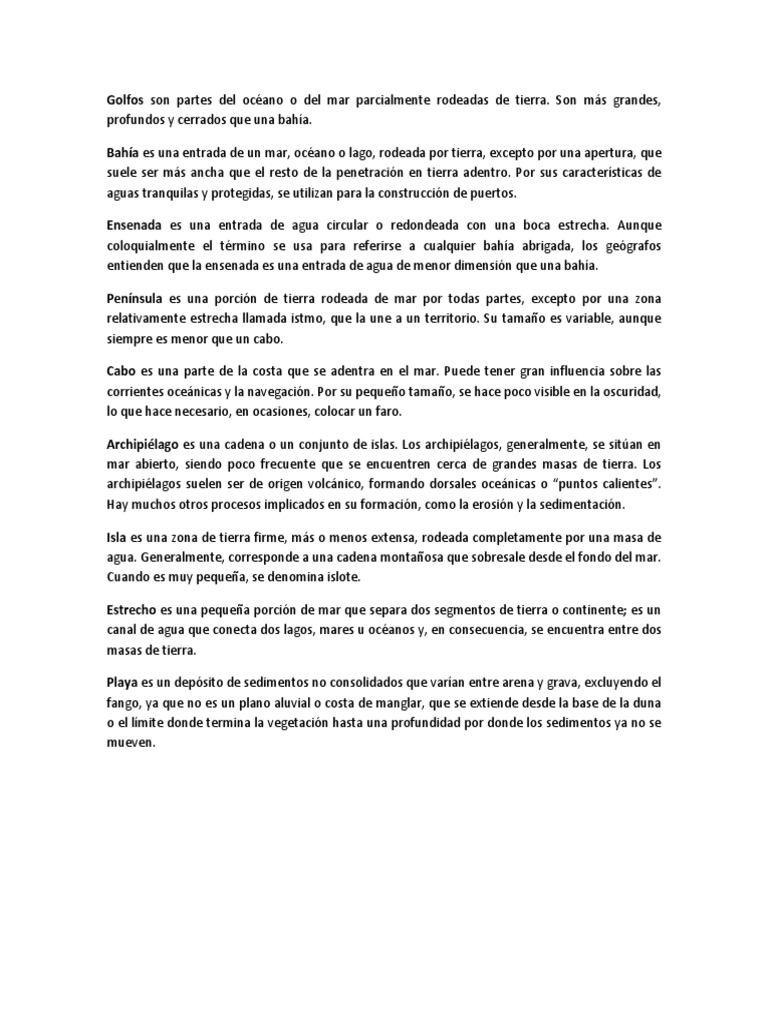 Golfos Son Partes Del Océano o Del Mar Parcialmente Rodeadas de ...
