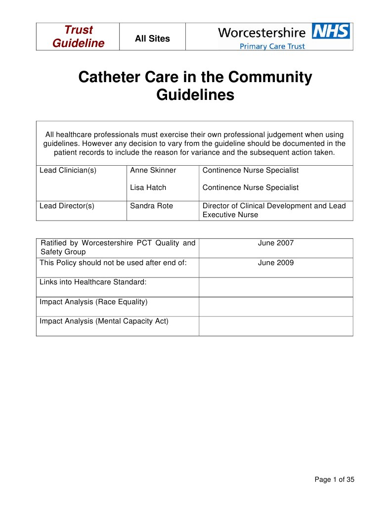 Catheter Care Guidelines | PDF | Catheter | Urology