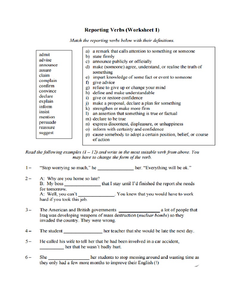 Reporting Verbs | PDF