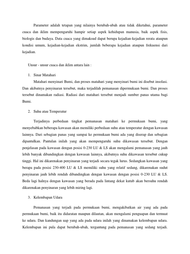 Parameter Iklim Dan Cuaca | PDF