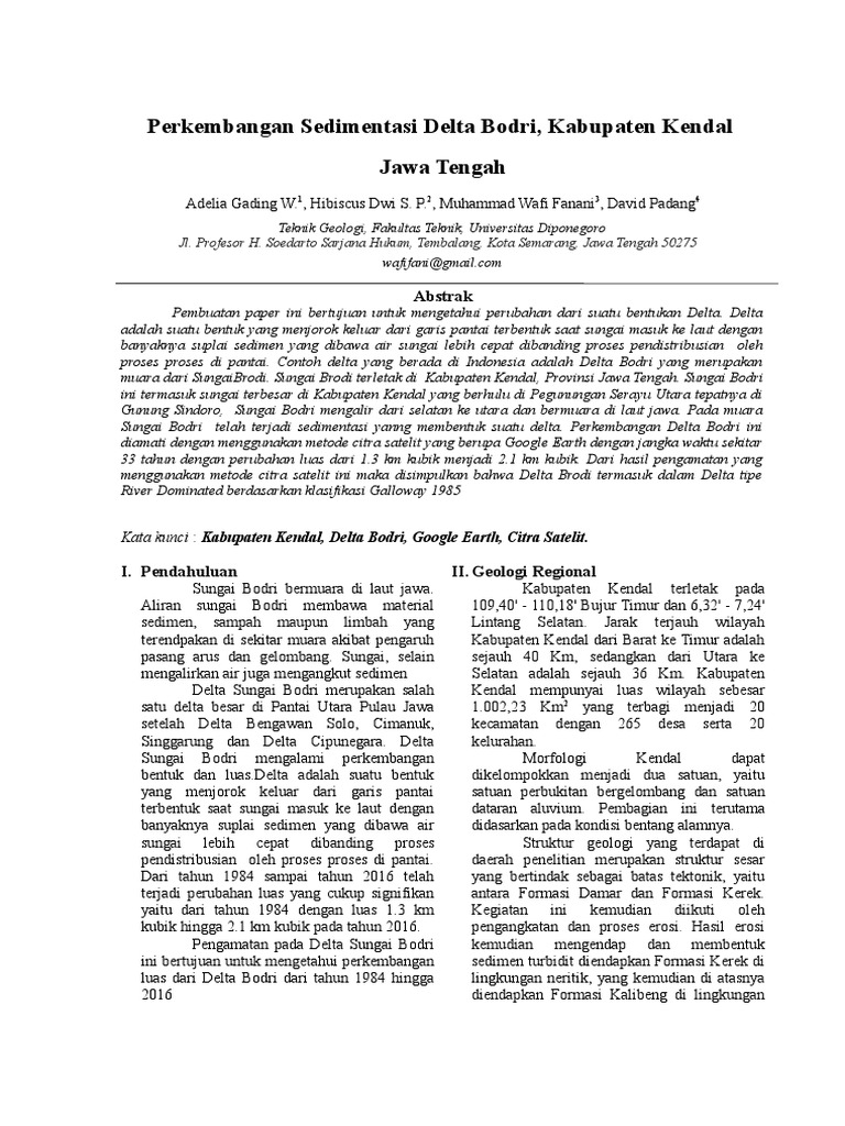 Perkembangan Sedimentasi Delta Bodri | PDF