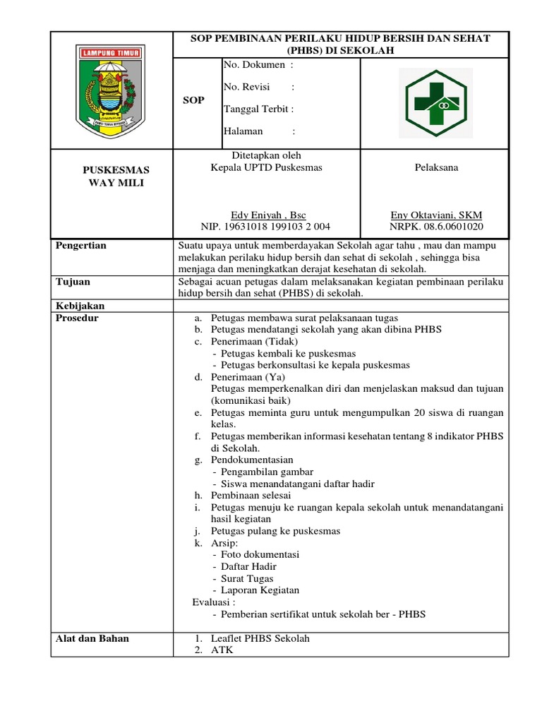 Sop Phbs Sekolah | PDF