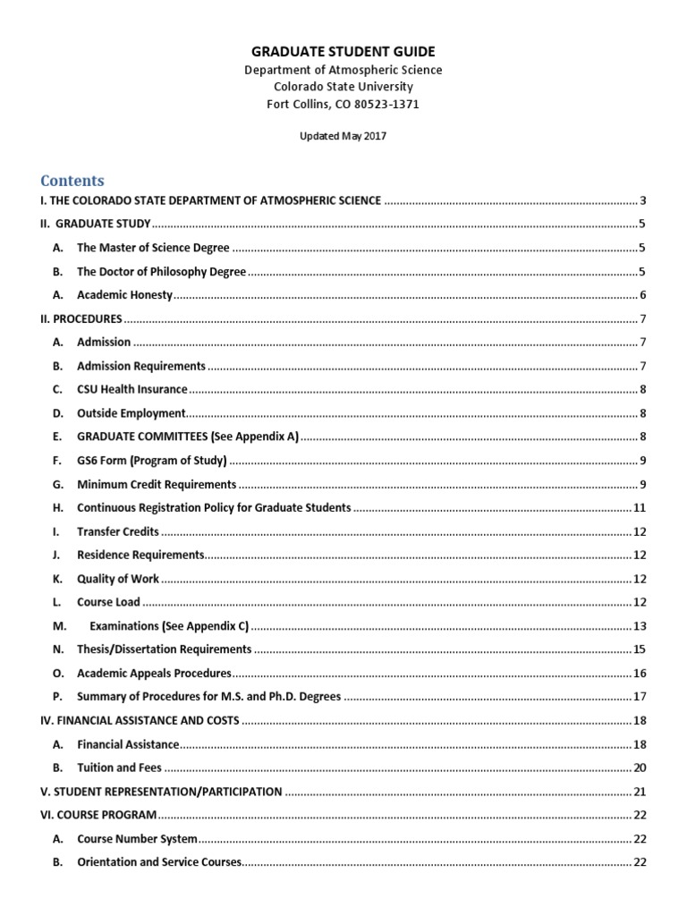 CSU Atmospheric Science Graduate Student Guide | PDF | Doctor Of ...