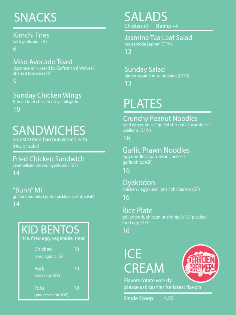 Sunday at the Museum Menu | Scallion | Salad