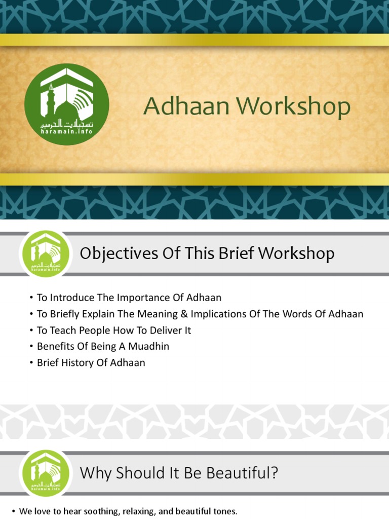 Adhan Workshop A Slideshow On The Call To Prayer by Haramain Info | PDF ...