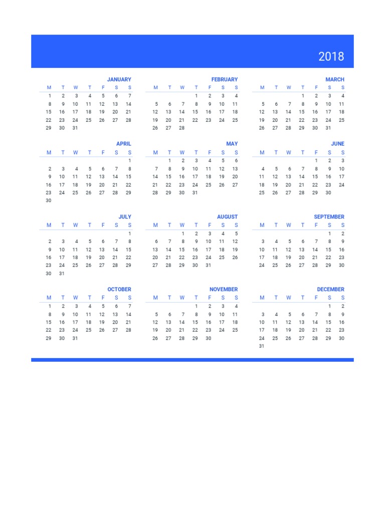 2018 Calendar Overview | PDF