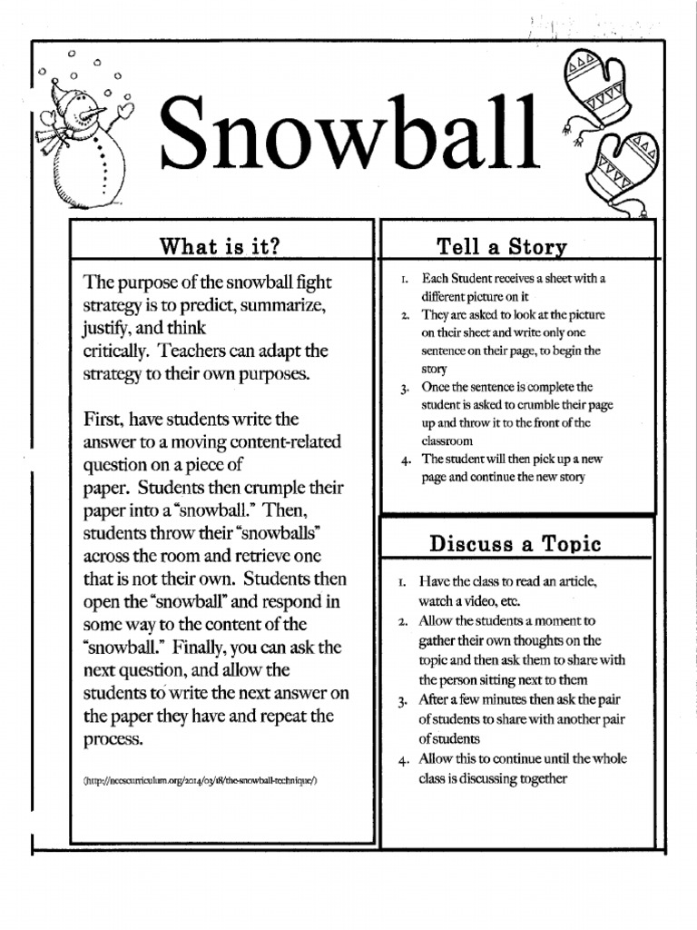 Snowball Teaching Strategy | PDF