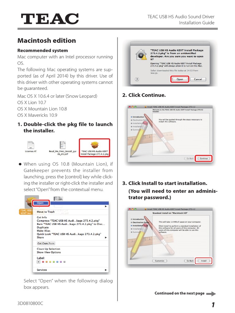 TEAC Usb Hs Audio Driver Install Guide Mac E VC | PDF | Os X Mountain Lion | Installation ...