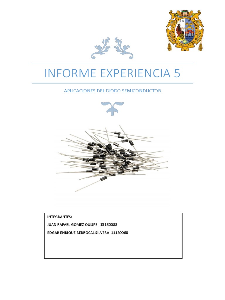 Informe EXPERIENCIA 5 (Diodos) | PDF | Rectificador | Diodo