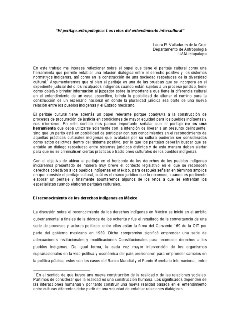 Peritaje cultural y derechos indígenas | PDF | Antropología | Constitución