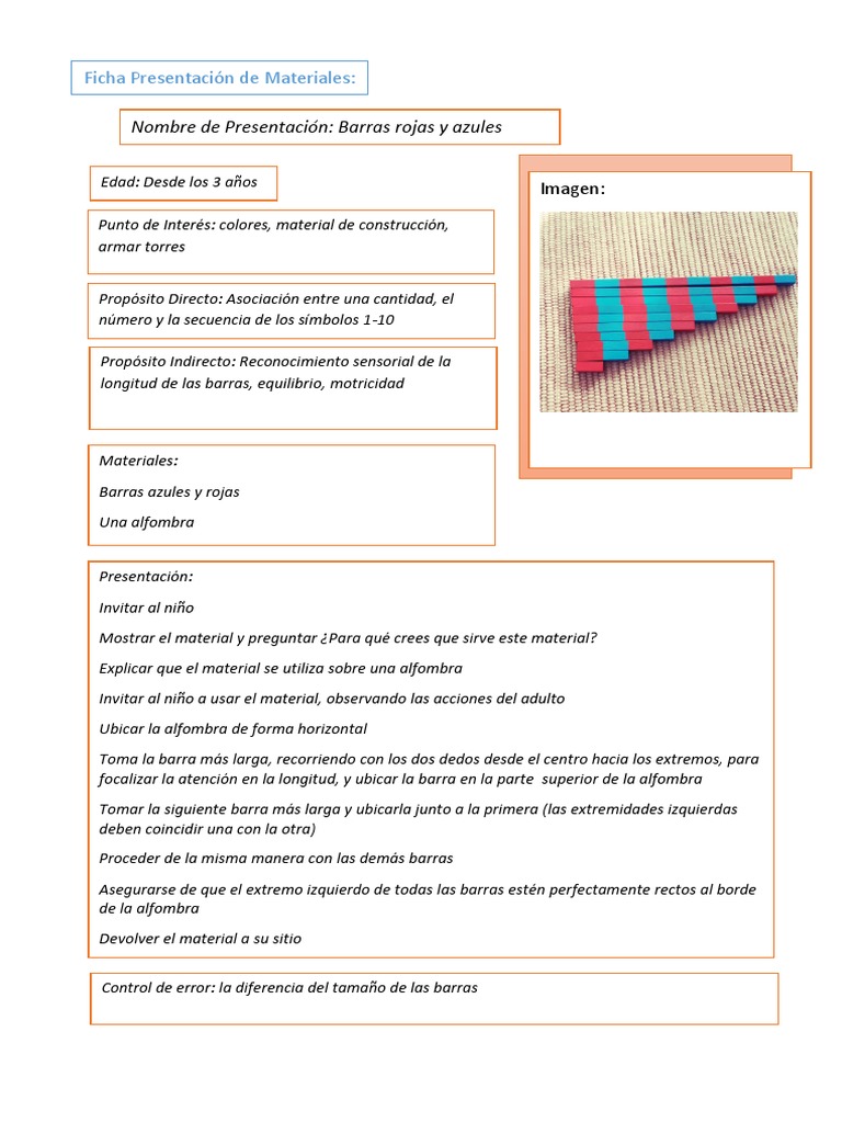 Ficha Presentación Montessori MATEMATICAS | PDF