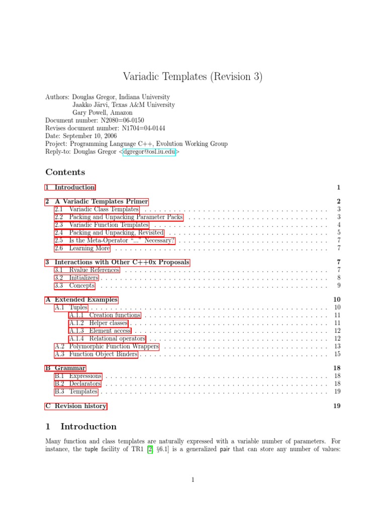 C Variadic Functions And Templates Pdf Parameter Computer Programming Constructor