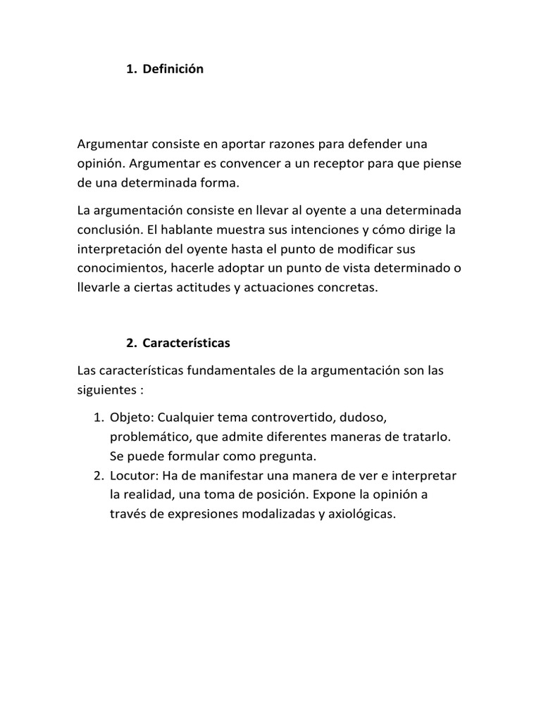 Características y estructura de la argumentación | PDF | Argumento ...