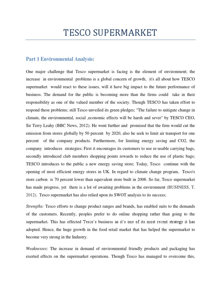 Tesco Supermarket: Part 1 Environmental Analysis | PDF | Tesco | Investing