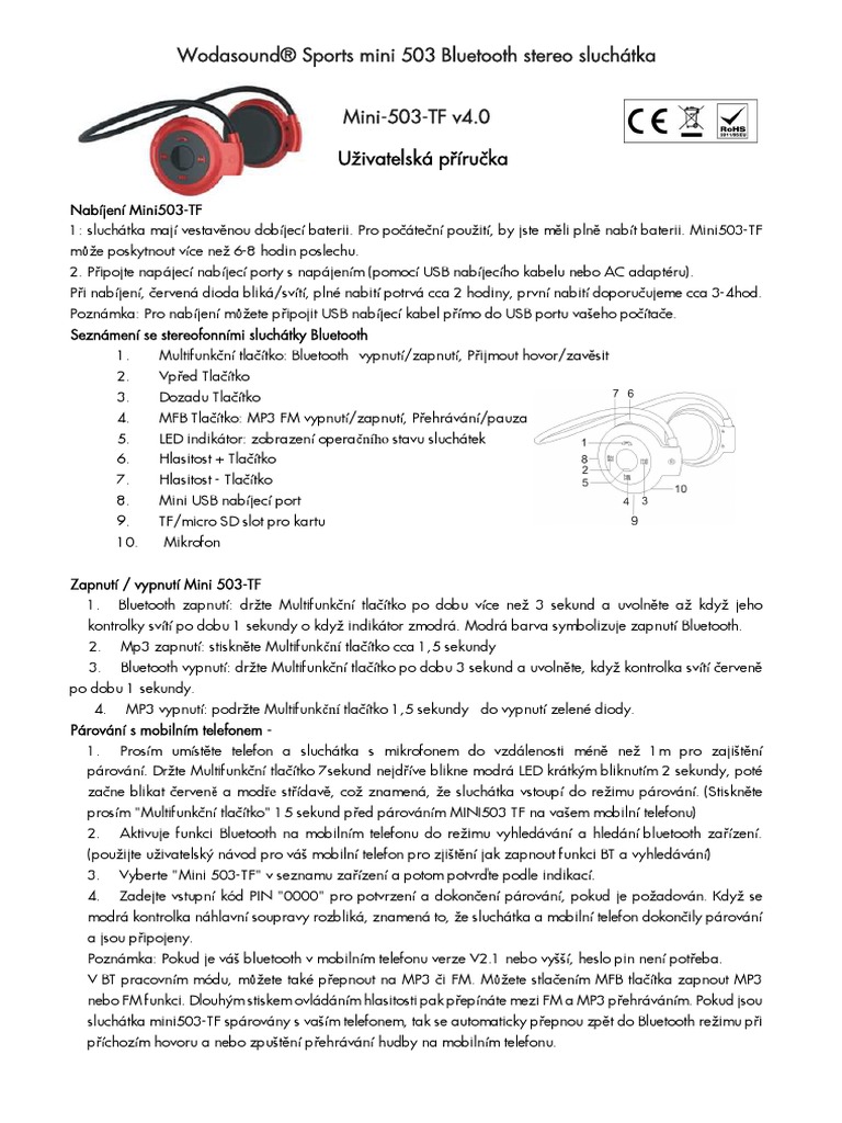 Mini 503TF User Manual CZ | PDF