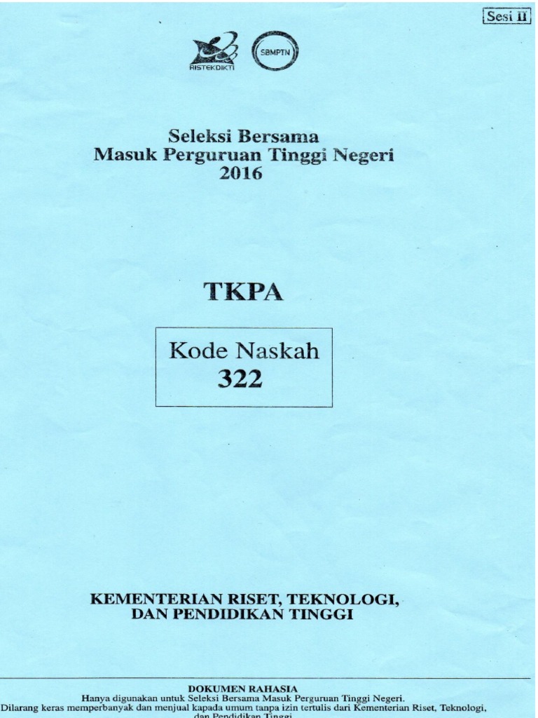 Soal Tkpa SBMPTN 2016 Kode Soal 322 | PDF