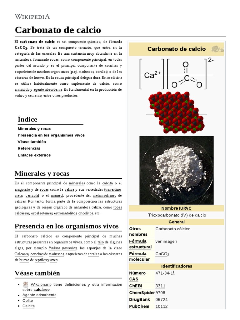 Carbonato de Calcio | PDF | Sustancias químicas | Química