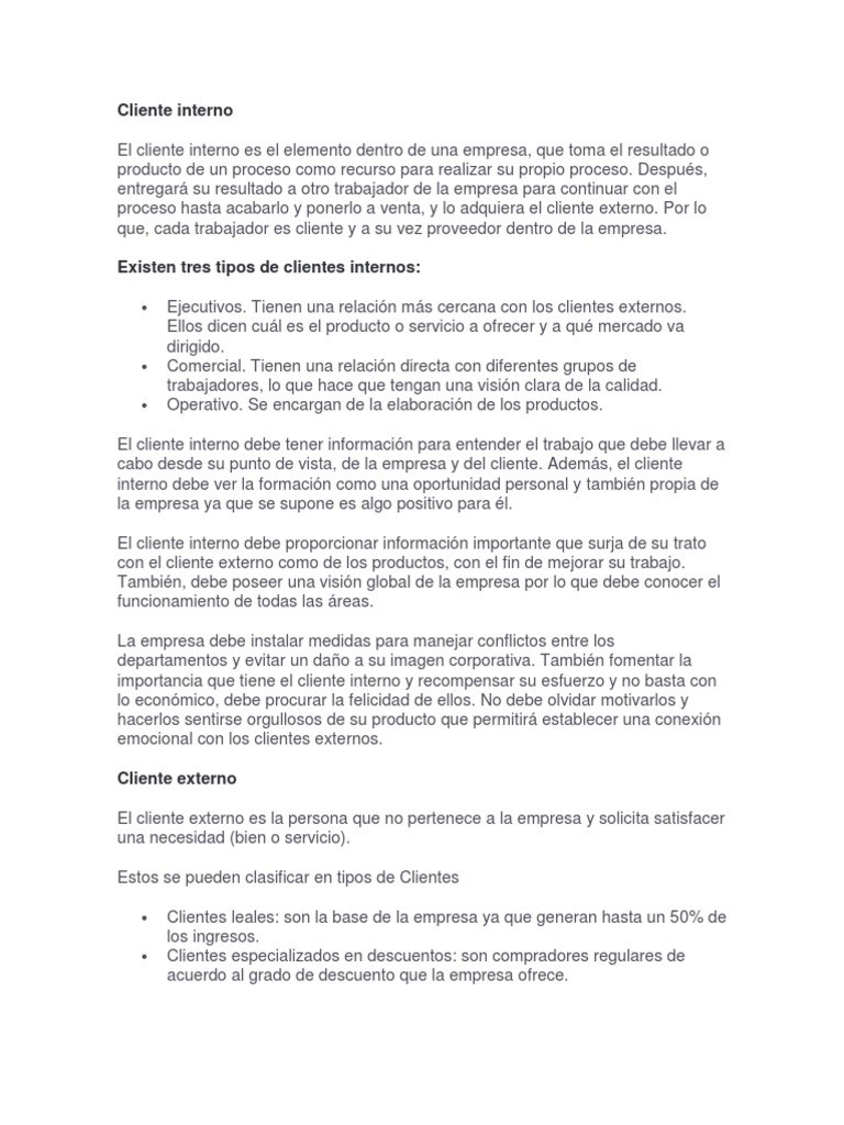 Cliente Interno y Externo | Cliente | Producto (Negocio)