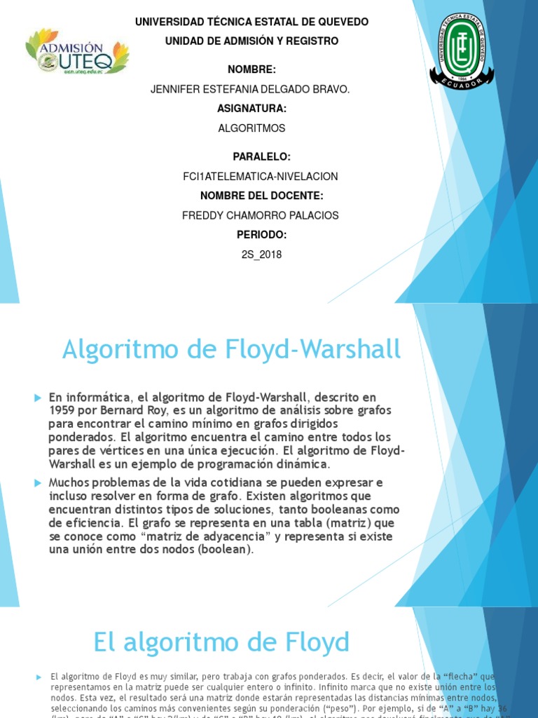 Algoritmos Floyd Warshall | PDF | Informática teórica | Programación de ...