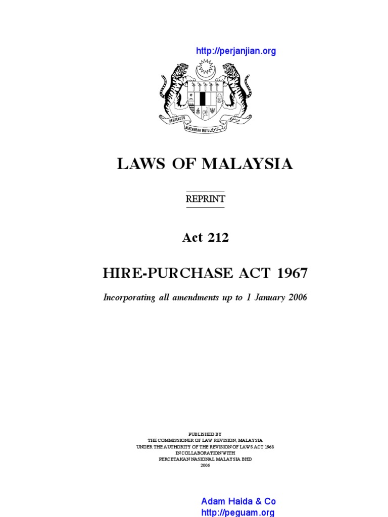 Act 212 Hire Purchase Act 1967 | PDF | Repossession | Guarantee