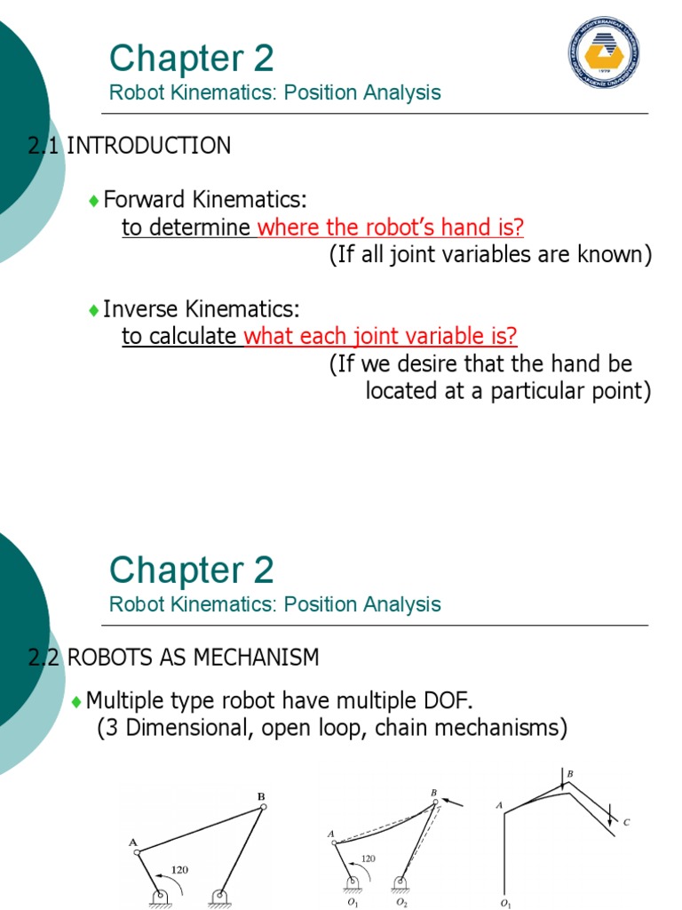 Chapter 2 - Robot Kinematics | PDF | Kinematics | Cartesian Coordinate ...
