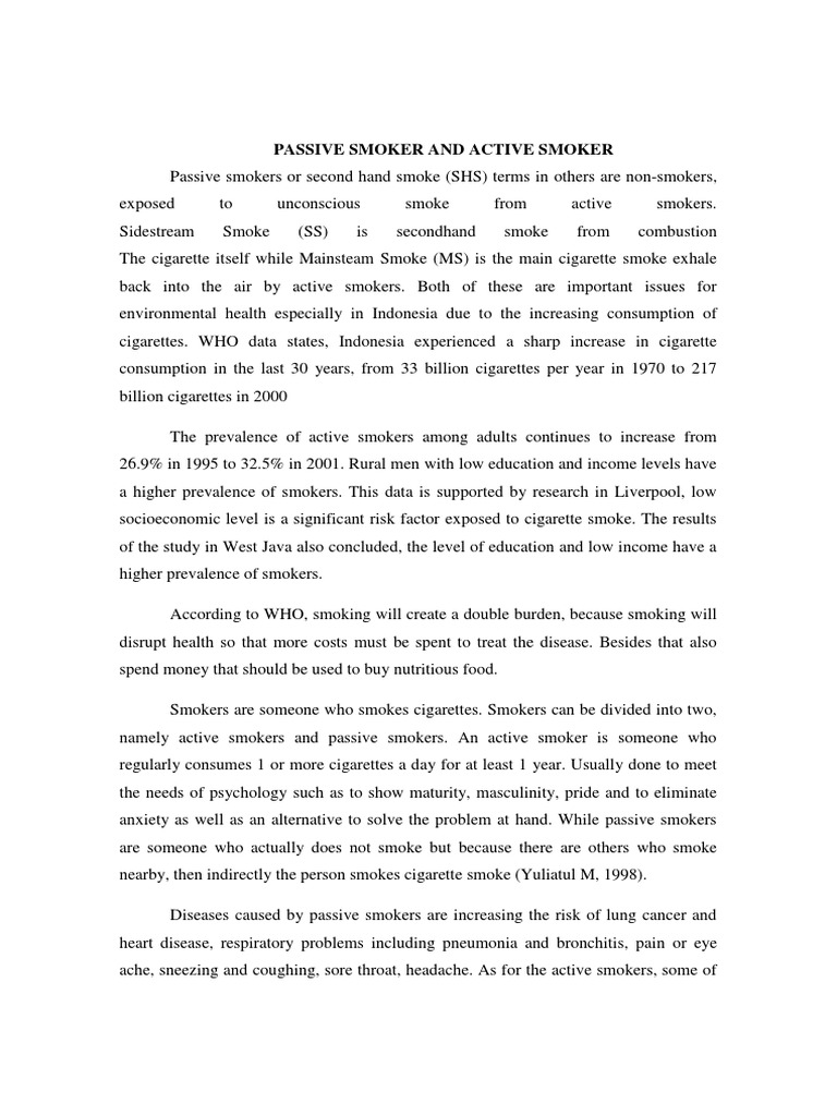 Passive Smoker and Active Smoker New | PDF | Cigarette | Smoking