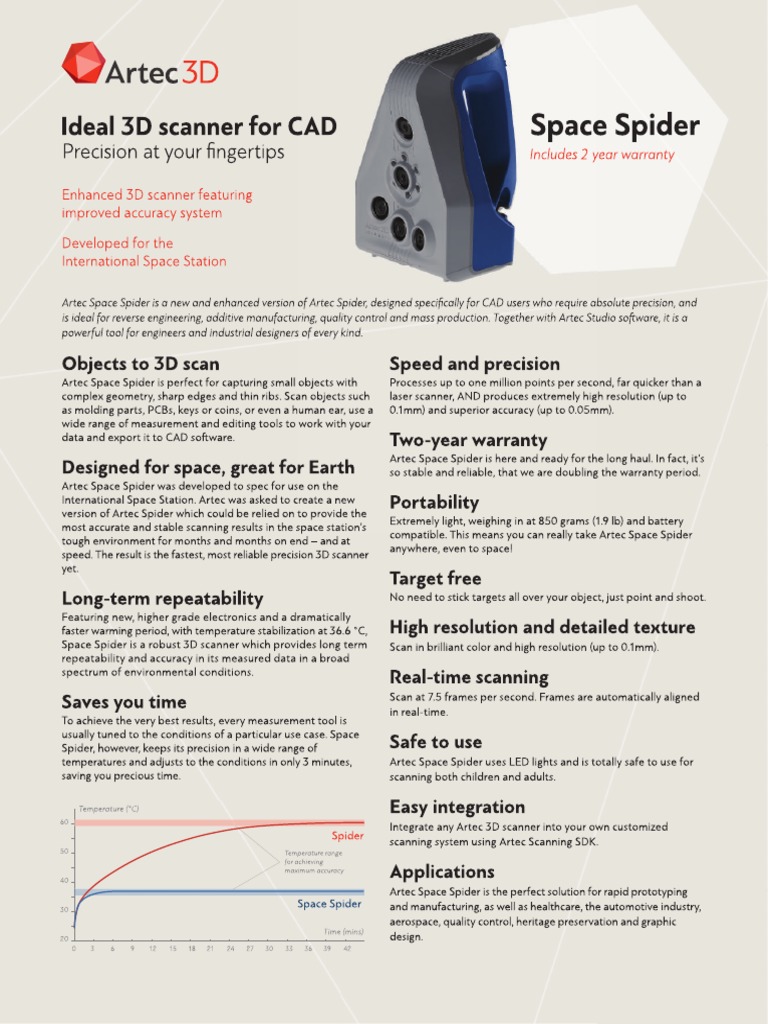 Brochure Artec Space Spider 3d Scanner | PDF