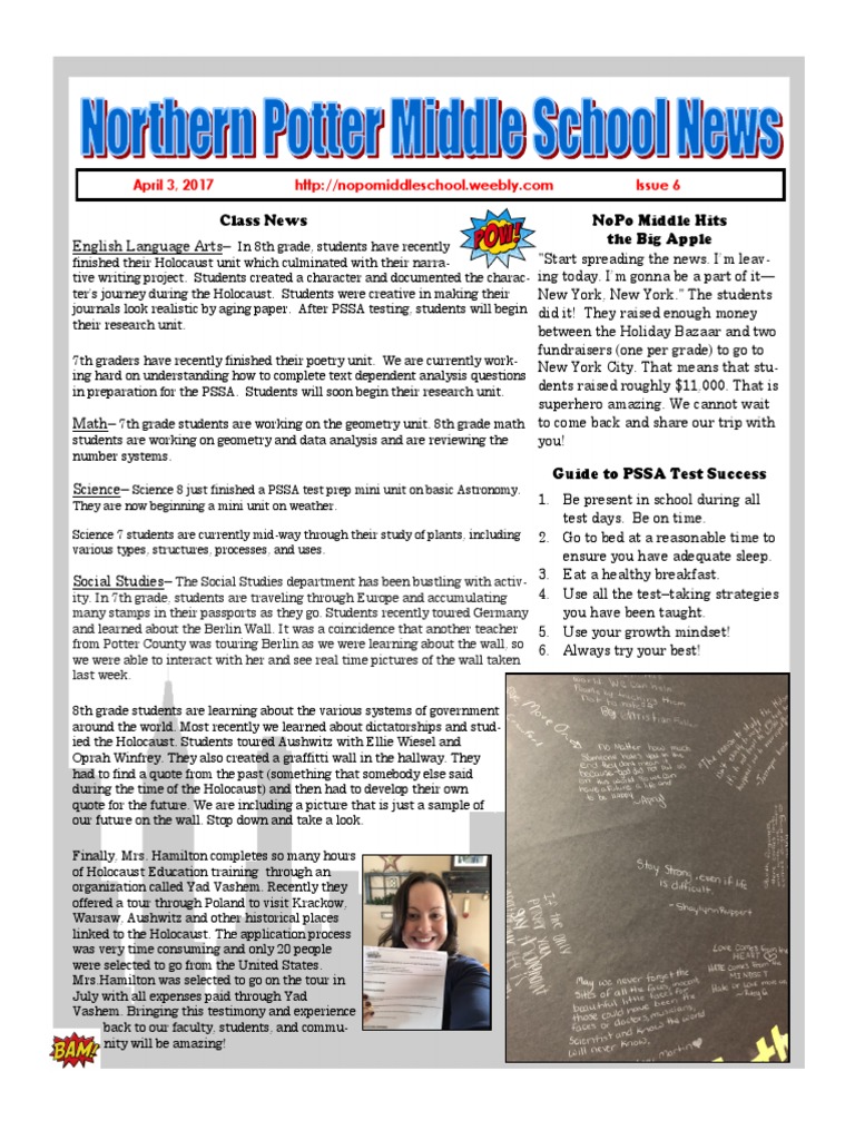 Middle School Newsletter April 2018 | PDF | Science | Schools