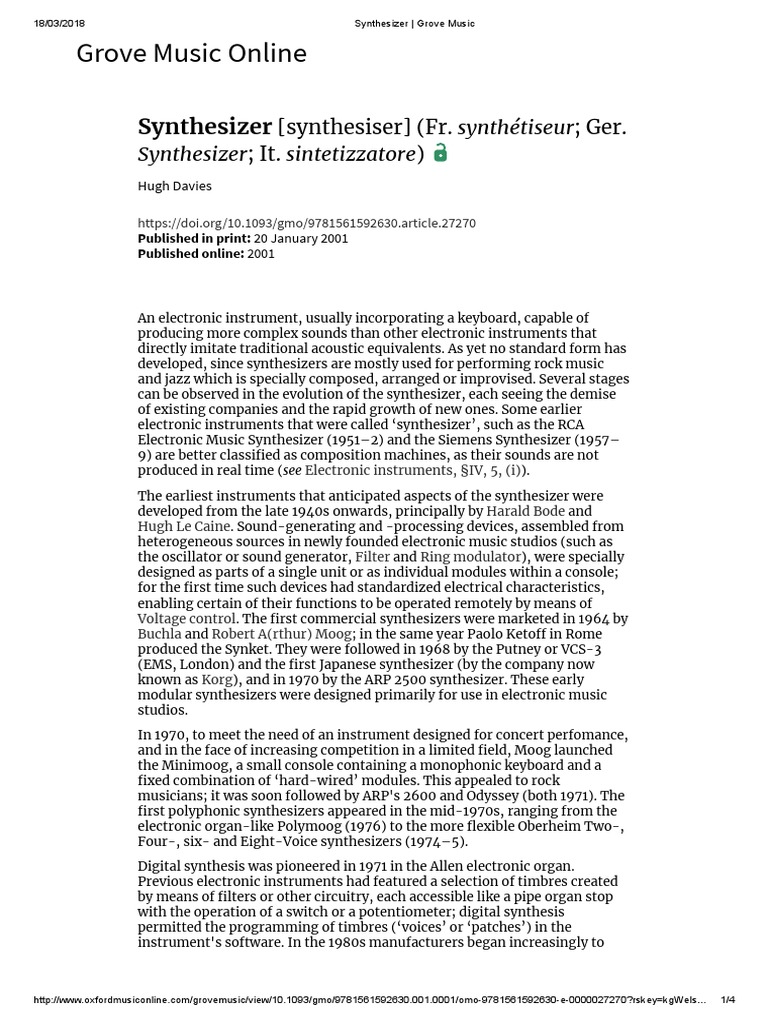 Synthesizer | PDF | Synthesizer | Electronic Music