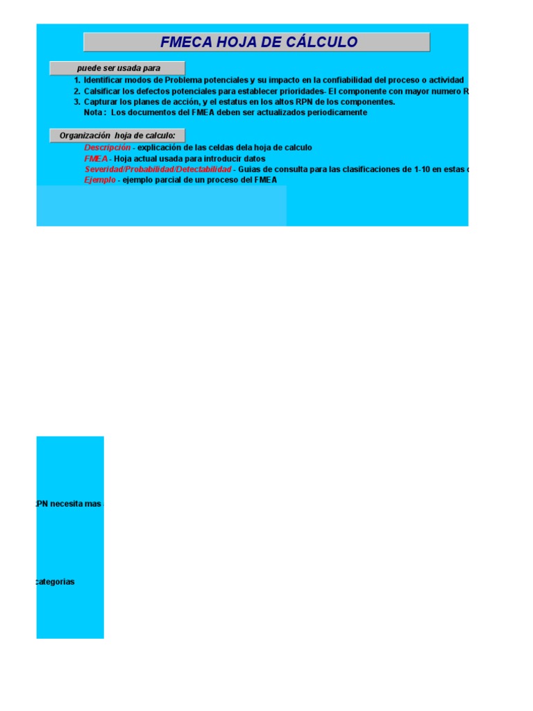 Cálculo de RPN en FMECA | PDF | Hoja de cálculo | Informática y ...
