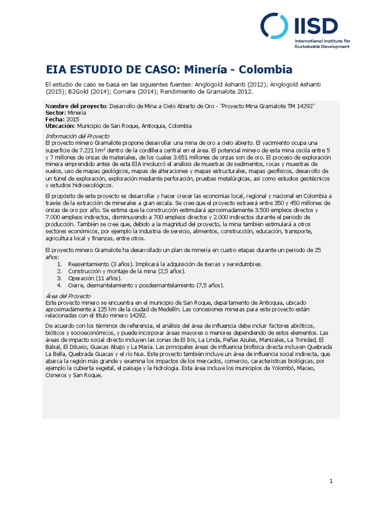ES Case Study Colombia Mining | PDF | Evaluación de impacto ambiental | Minería