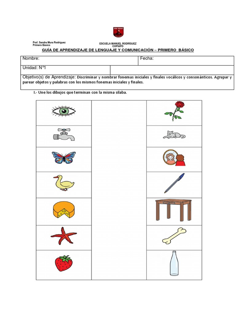Guia N°3 Lenguaje Silaba Final | PDF