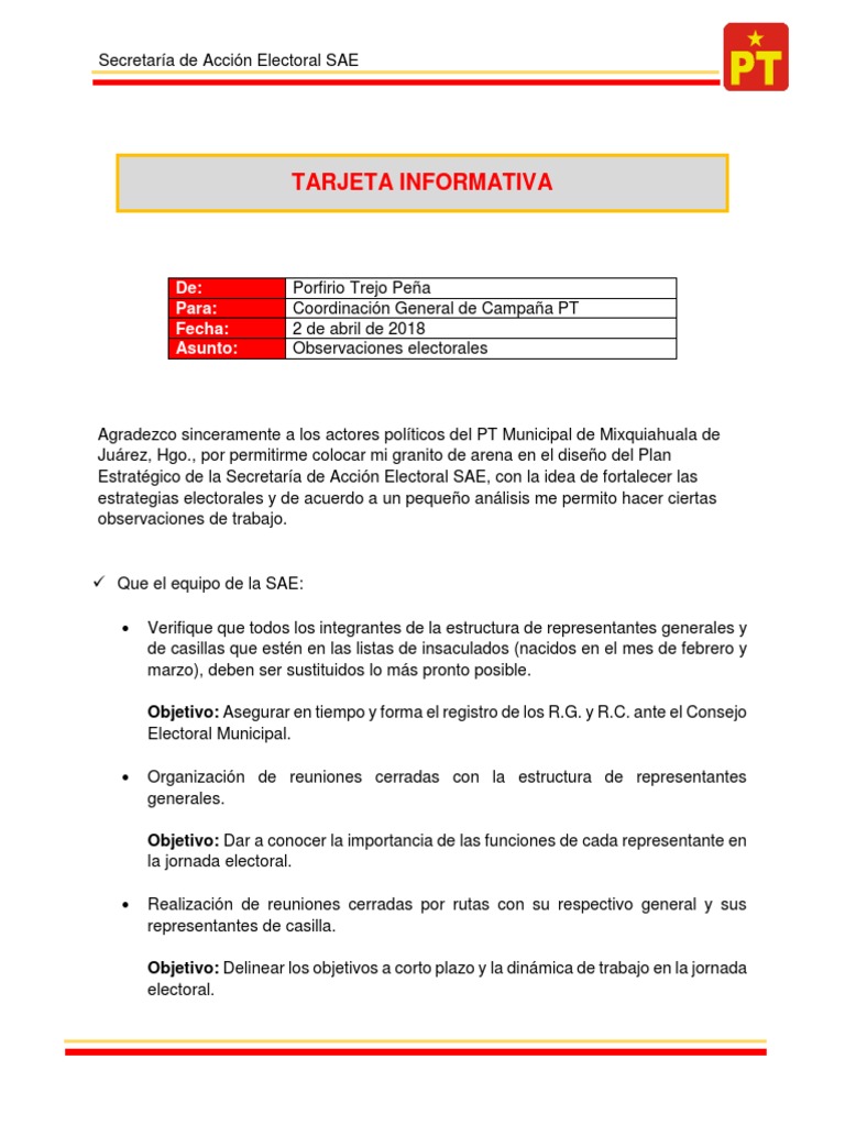 Tarjeta Informativa | PDF