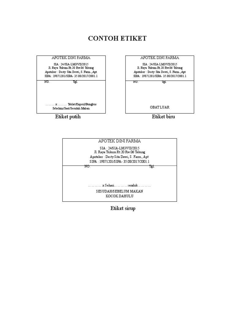 Contoh Etiket | PDF
