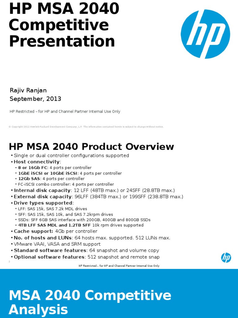 MSA 2040 Competitive Presentation Oct 13 | PDF | Hard Disk Drive ...