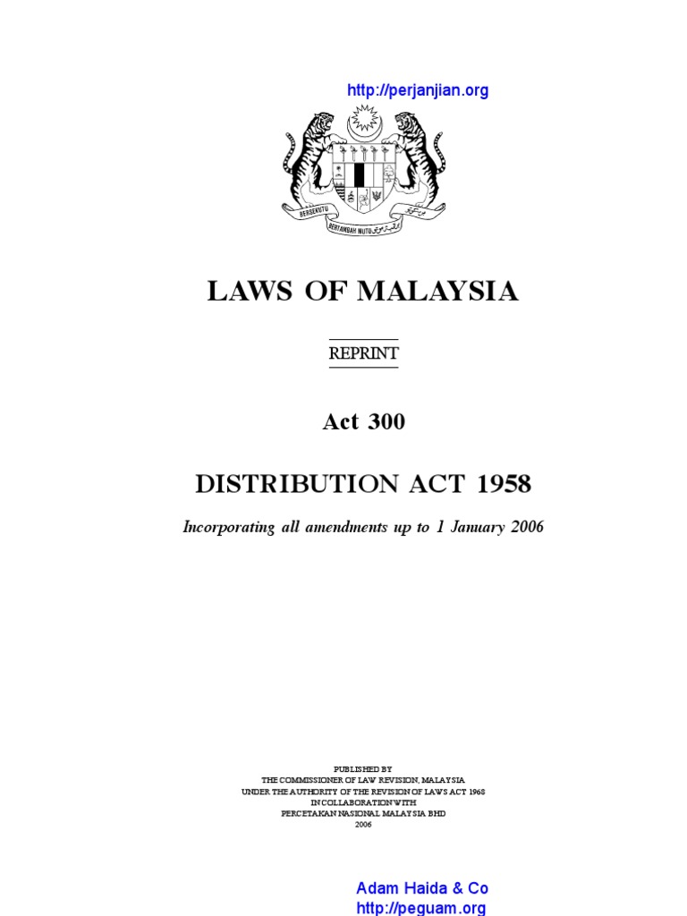 Overview of the Distribution Act 1958 | PDF | Intestacy | Will And ...