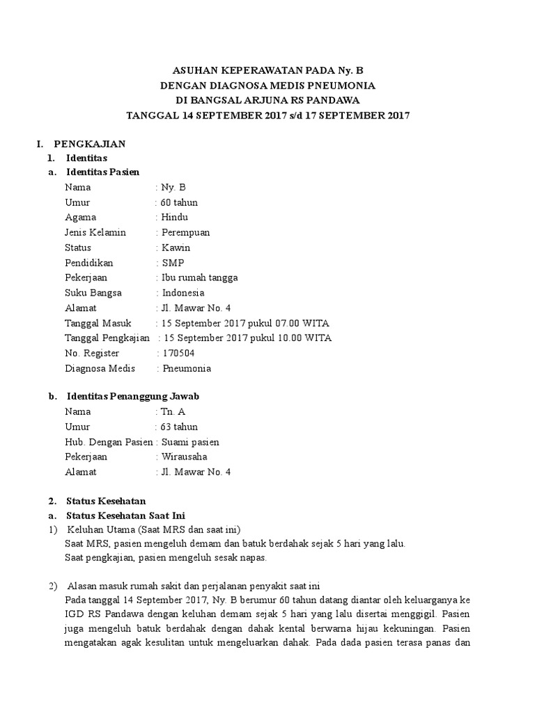 Askep Pneumonia (Contoh) | PDF | Pengembangan Diri | Sains & Matematika