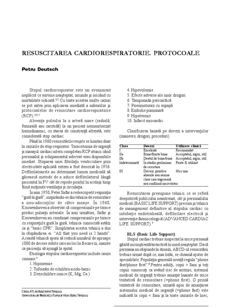 Resuscitarea Cardiorespiratorie. Protocoale | PDF
