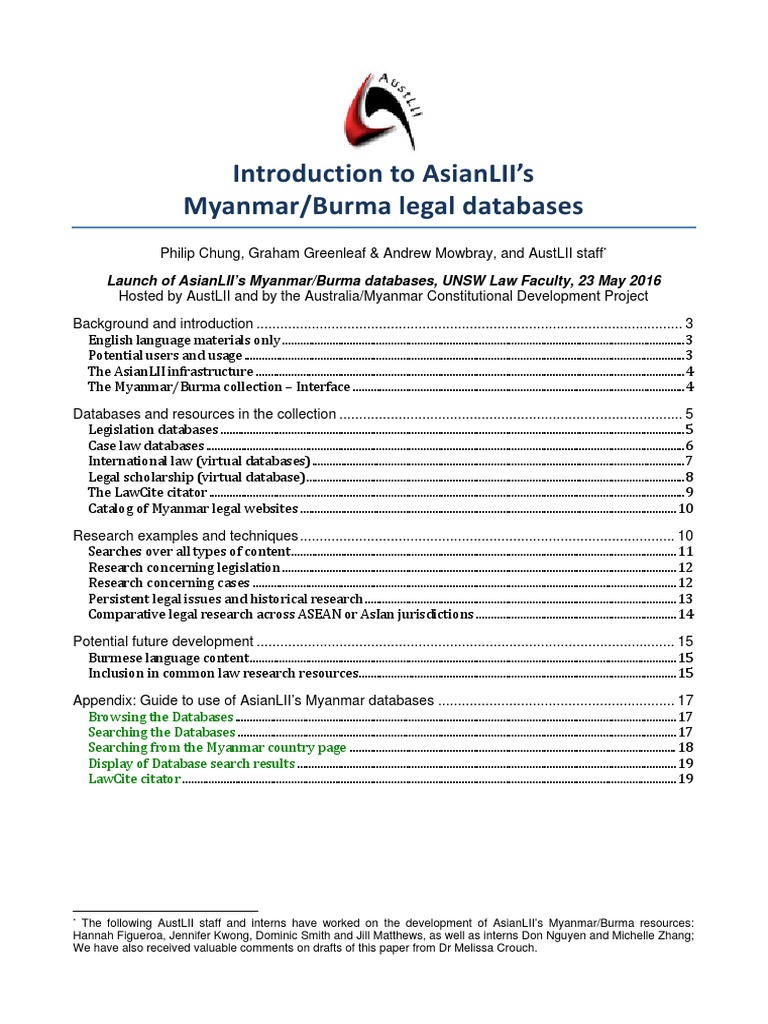 Introduction To Burma Legal Databases | PDF | Myanmar | Portable ...